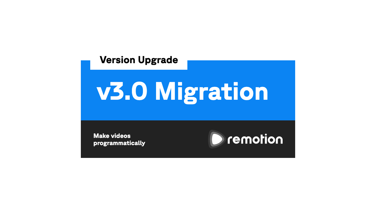 v3.0 Migration | Remotion | Make videos programmatically