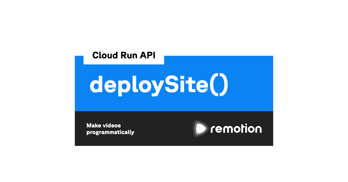 deploySite() | Remotion | Make videos programmatically