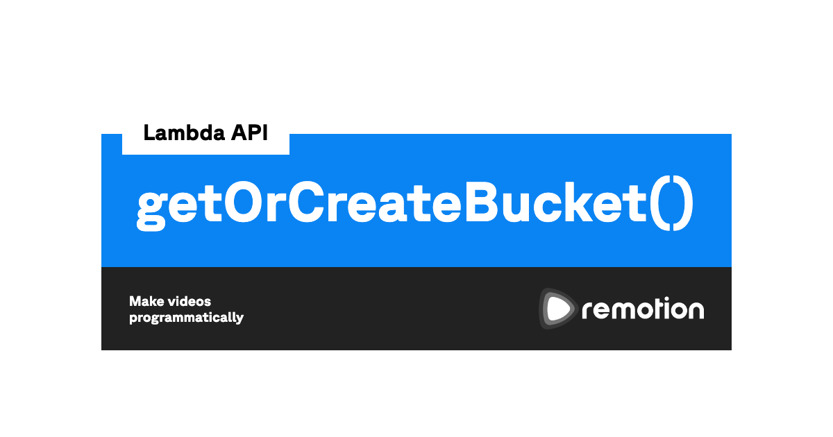 getOrCreateBucket() | Remotion | Make videos programmatically