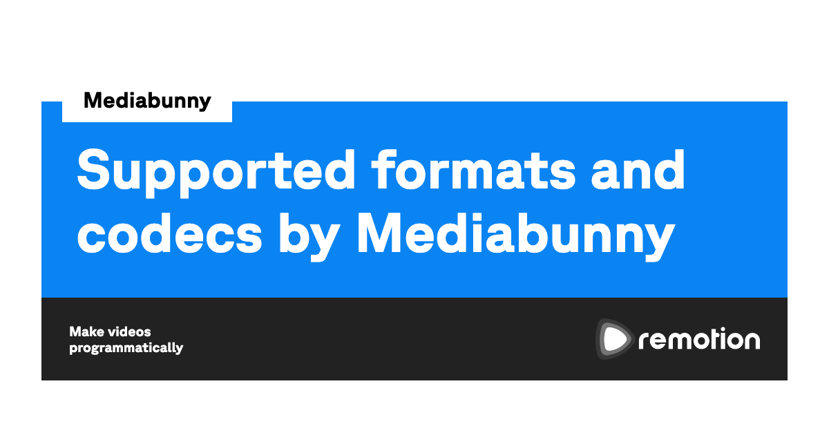 Supported formats and codecs by Mediabunny | Remotion | Make videos programmatically